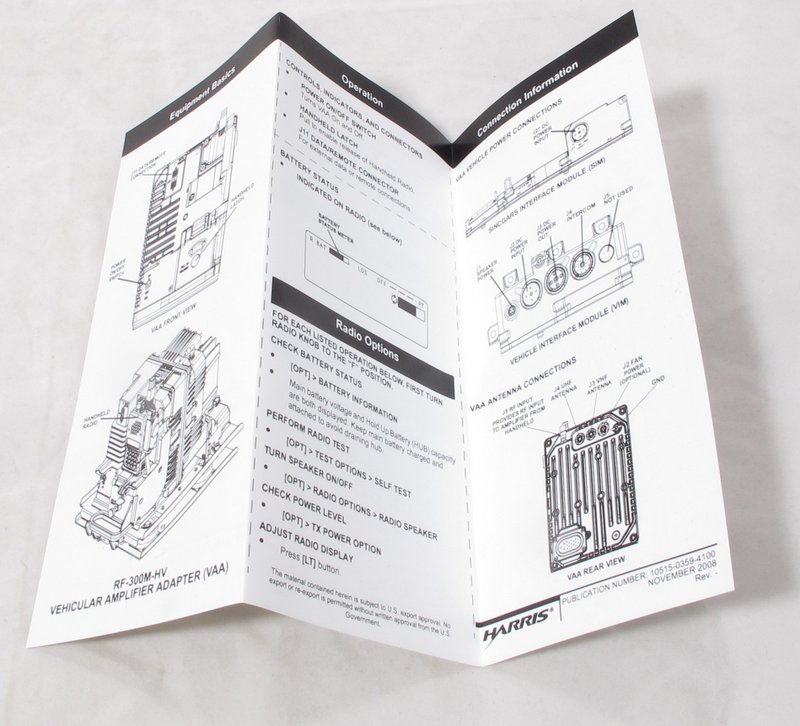 American Milspec, LLC - Harris RF-300M-HV VAA Operators Card 10515-0359 ...